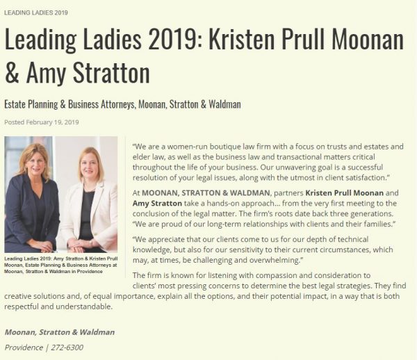 MSW Again Part of Leading Ladies | Moonan | Stratton